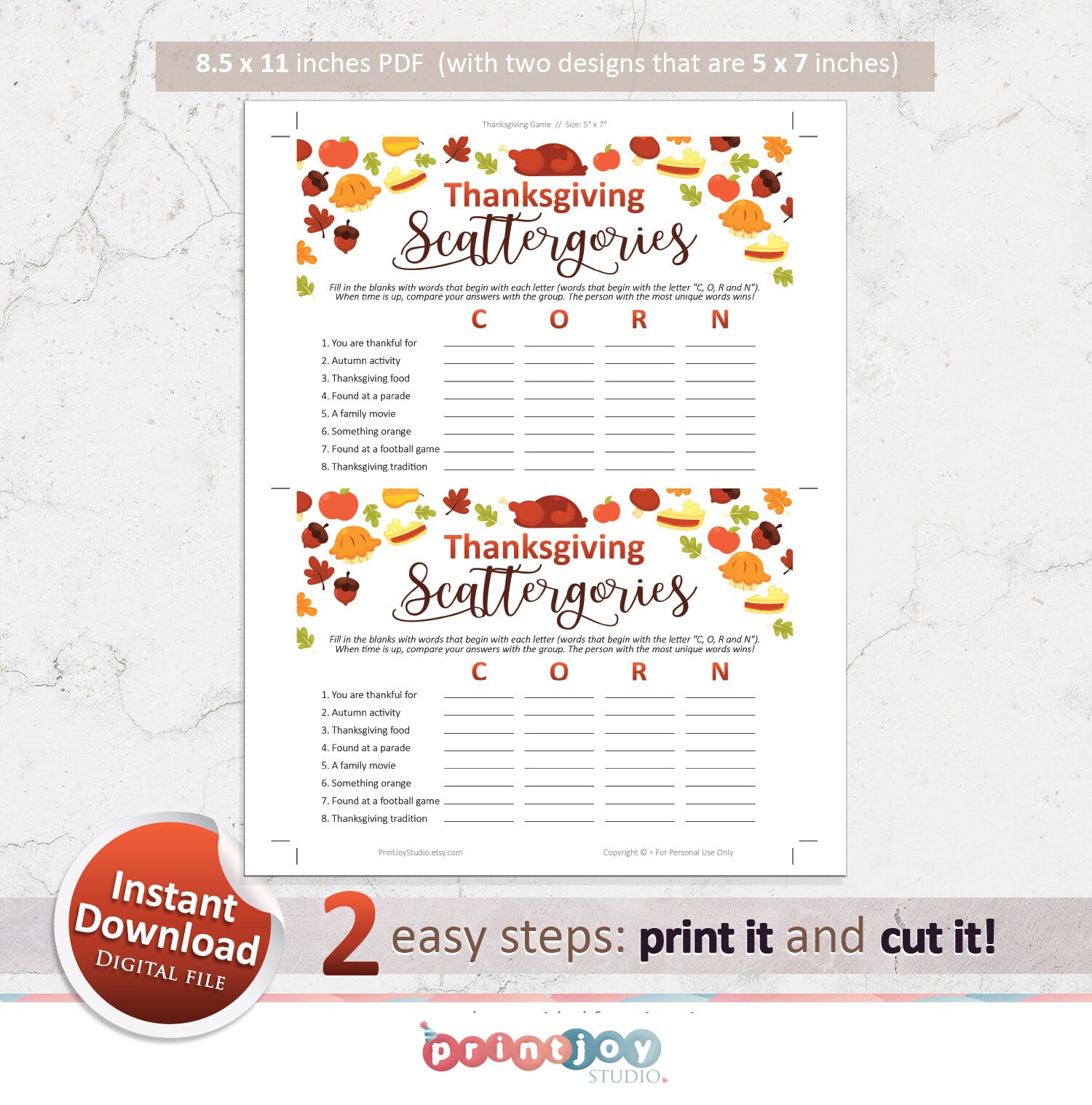 Thanksgiving Scattergories Game Bundle Thanksgiving Games - Etsy