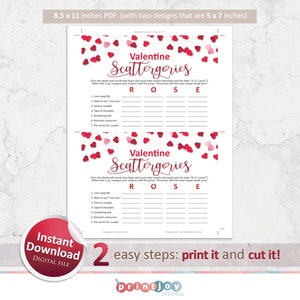 Valentine Scattergories, Valentine Party Game, Valentine Printable ...