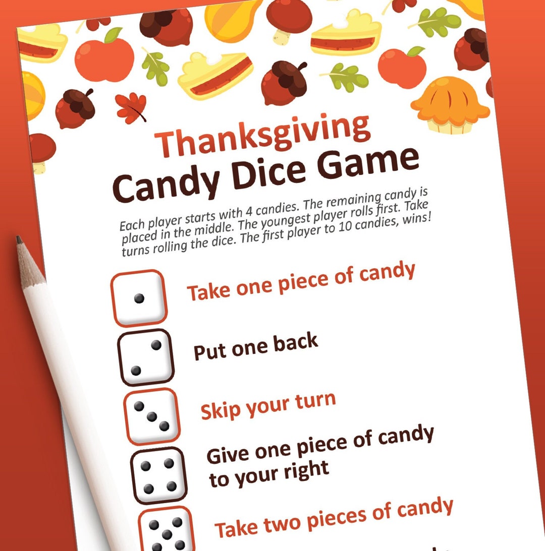 Thanksgiving Games, Thanksgiving Candy Dice Game, Thanksgiving ...