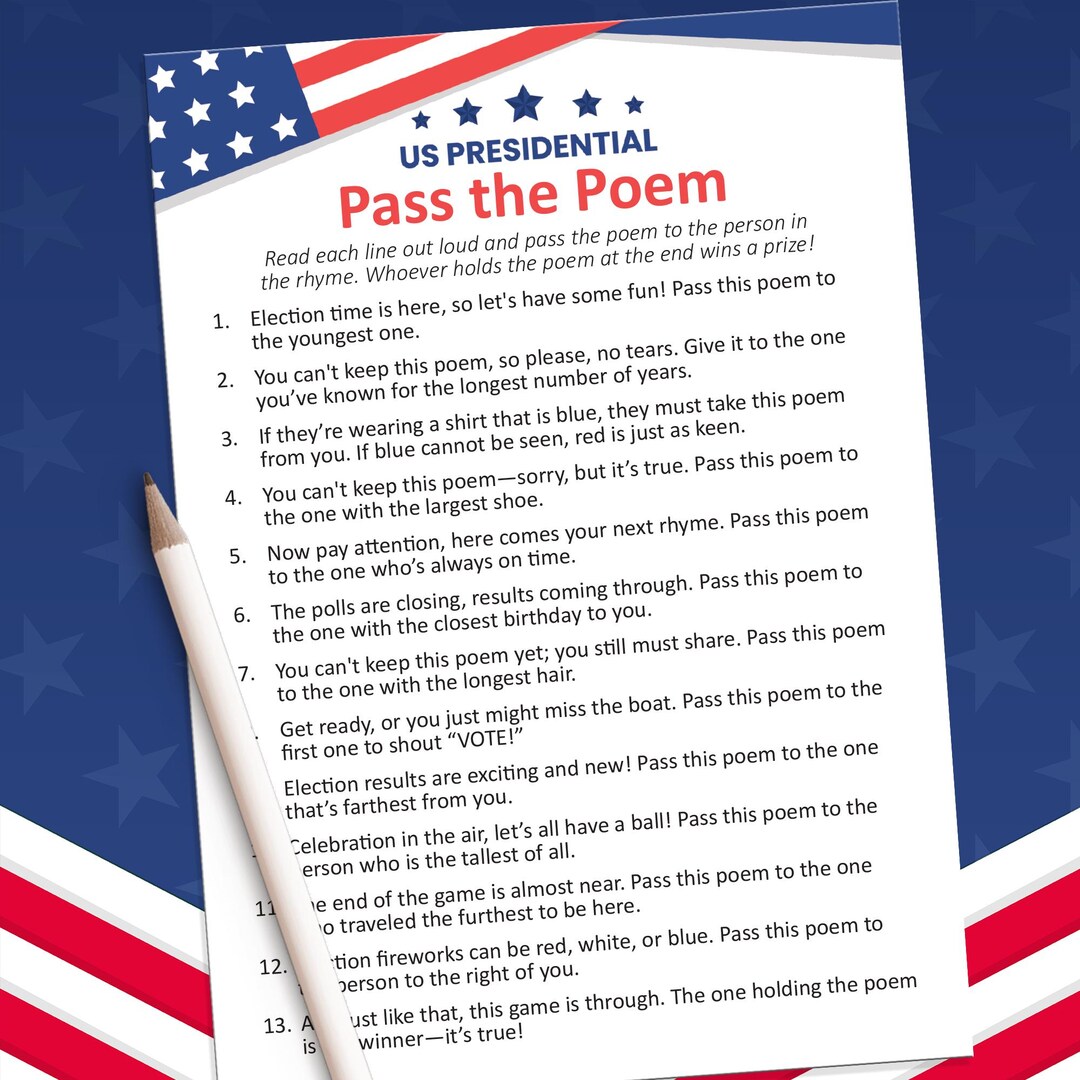 2024 Election Pass the Poem, Party Games, Left Right Poem, Donald Trump ...