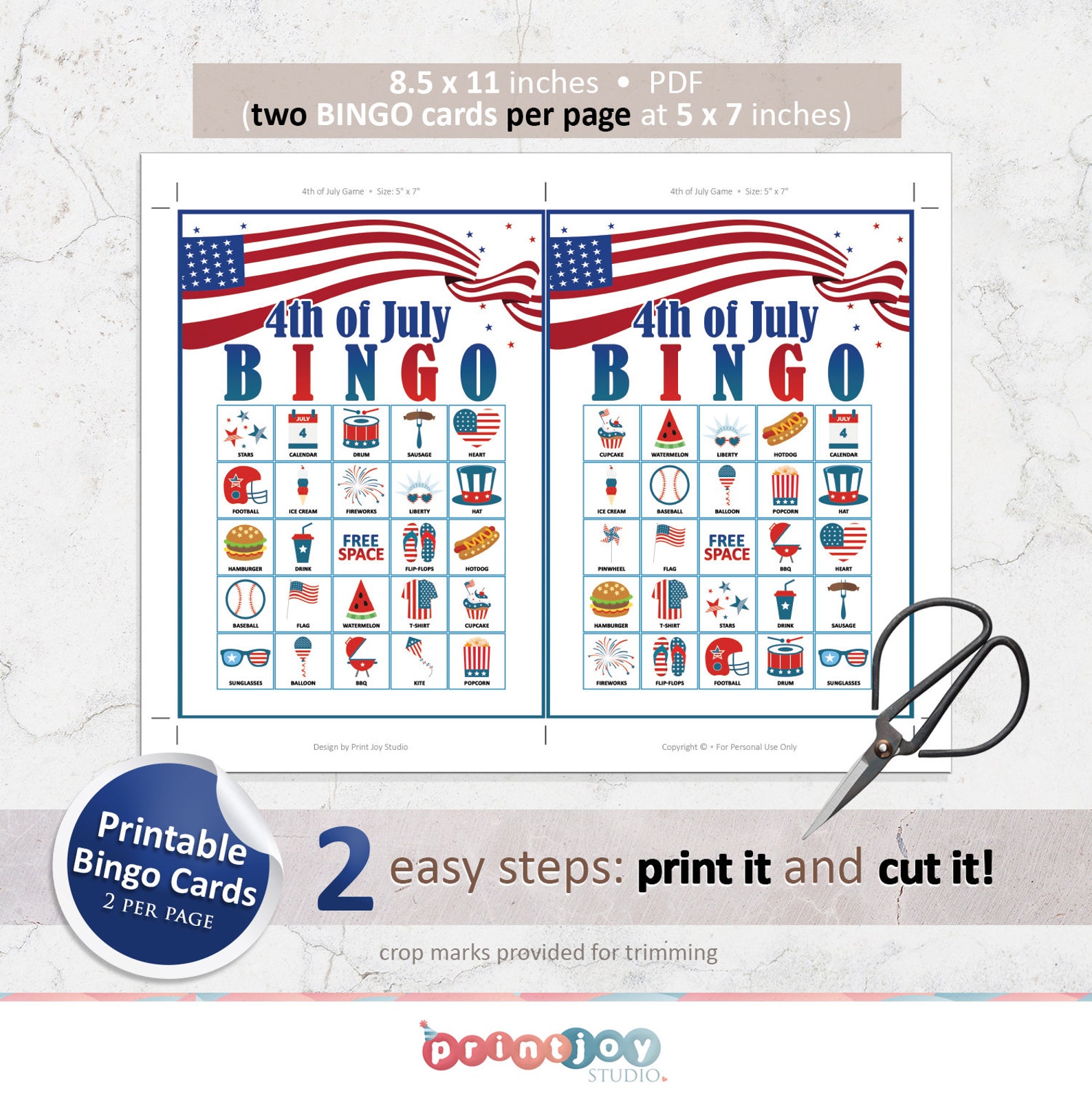4th of July Bingo Game, 4th of July Printable, Family Games, Fourth of ...