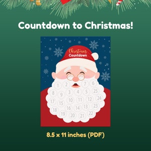 Printable Advent Calendar for Kids, Days Until Christmas Countdown ...