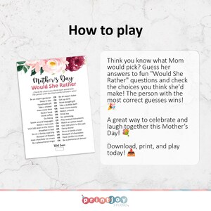 Would Mommy Rather, Mothers Day Games, Would She Rather, Mother Day ...