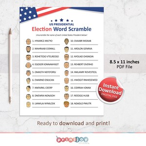 Presidential Word Scramble: A Printable Word Scramble for Election Day ...
