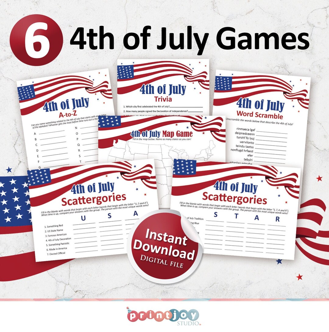 4th of July Printables Games Bundle, Fourth of July Party Games for ...