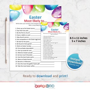 Most Likely to Game, Printable Easter Games, Easter Printable, Easter ...