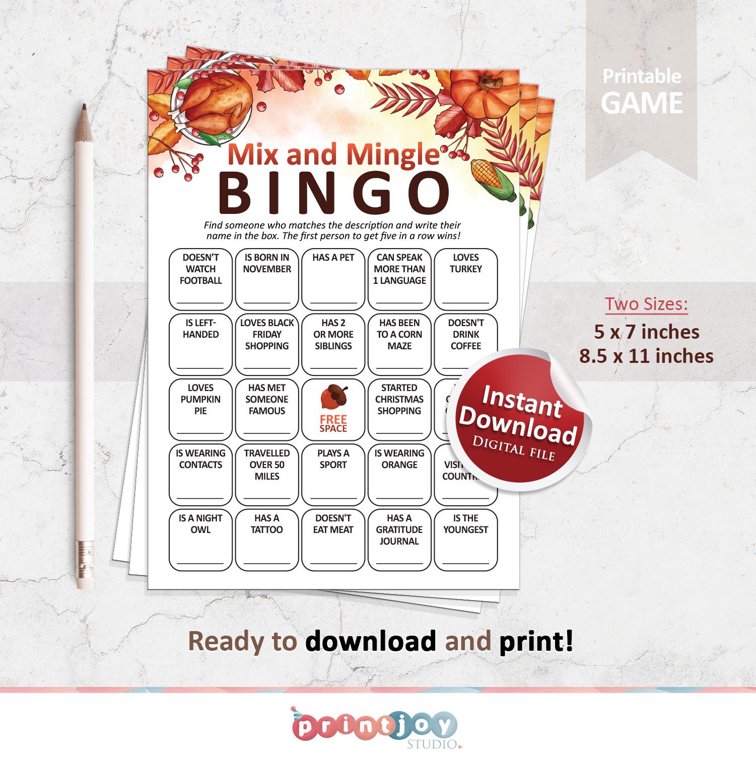 Friendsgiving Games, Mix and Mingle Game, Party Games, Adult Games ...