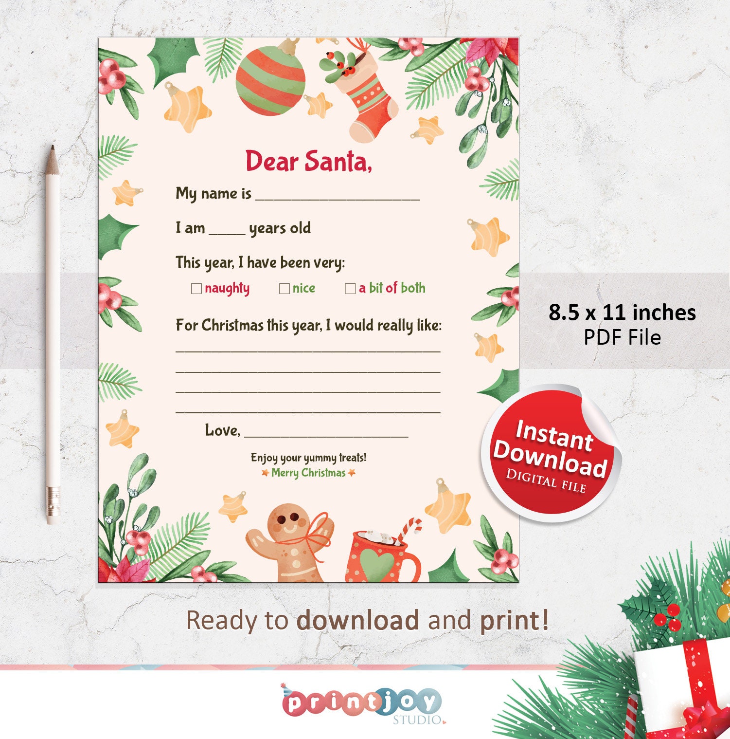 Letters to Santa Santa Letter Christmas Wish List Printable - Etsy