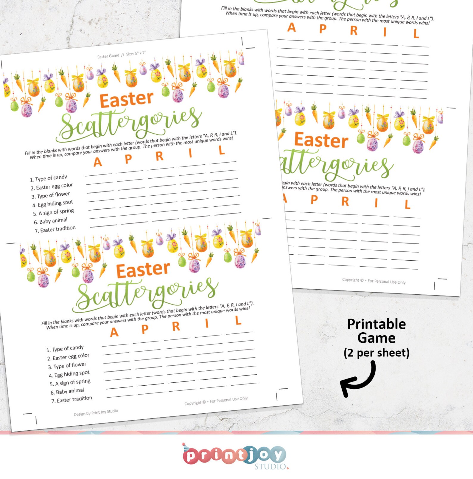 Printable Easter Scattergories Game Instant Download - Etsy