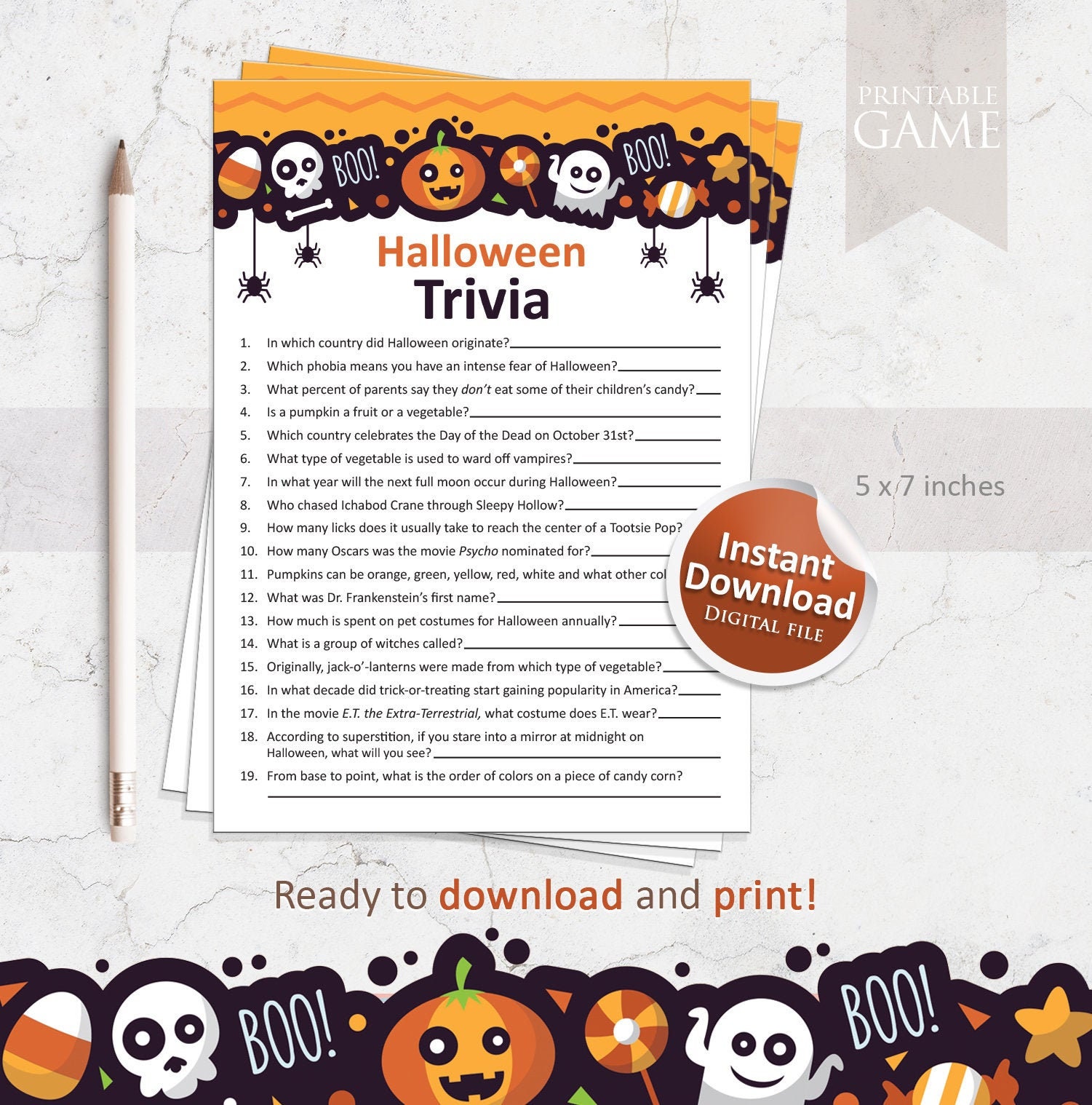 Halloween Trivia Game, Halloween Game, Printable Halloween Party Games ...