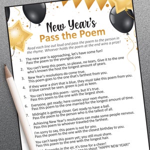 Pass the Gift Poem, Pass the Poem, NYE Games, Gift Exchange Game, New ...