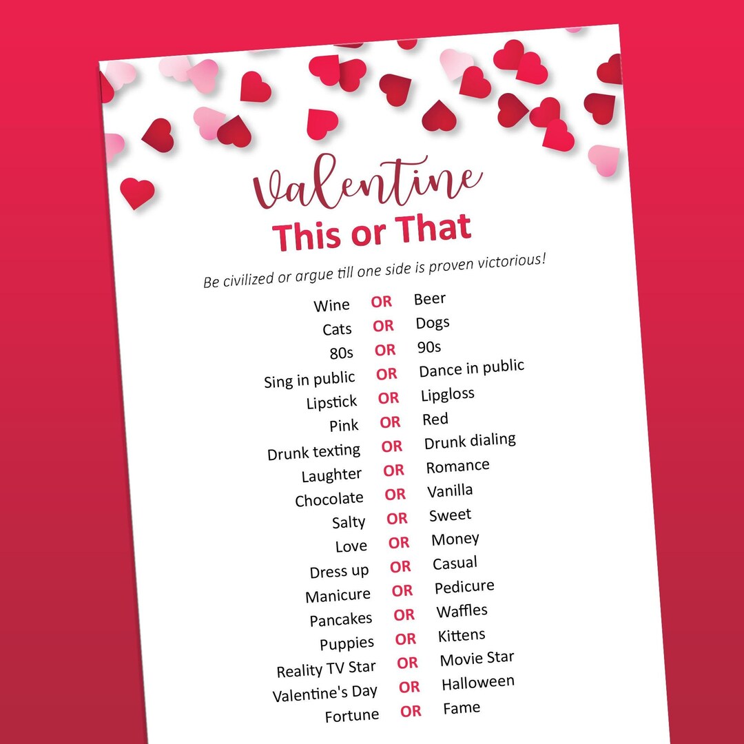Valentine This or That, Printable Valentines Day Game, Group Games ...