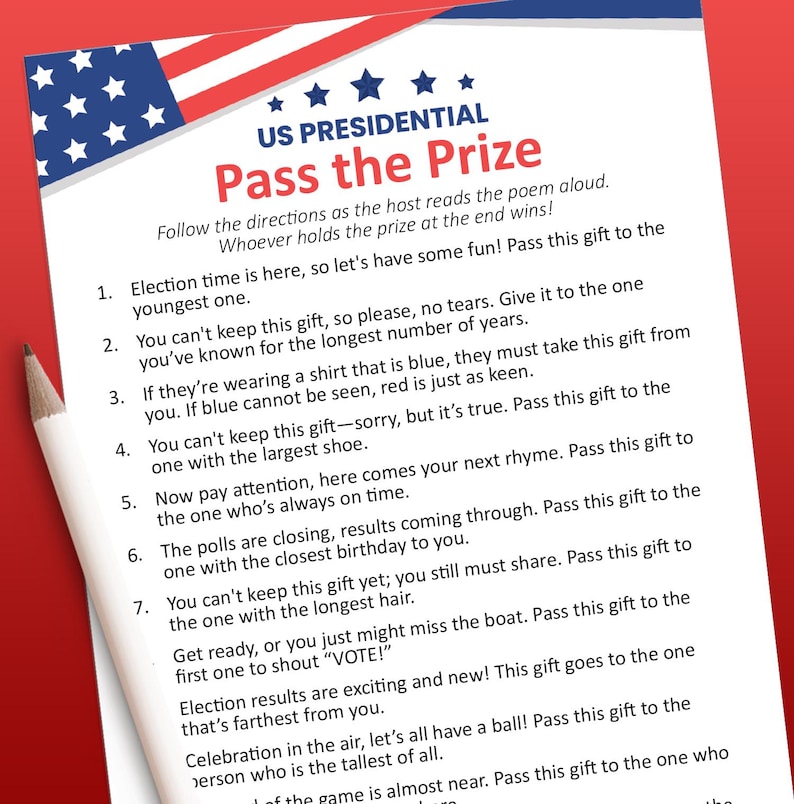 2024 Election Pass the Gift Game, Party Games, Donald Trump Vs Kamala ...