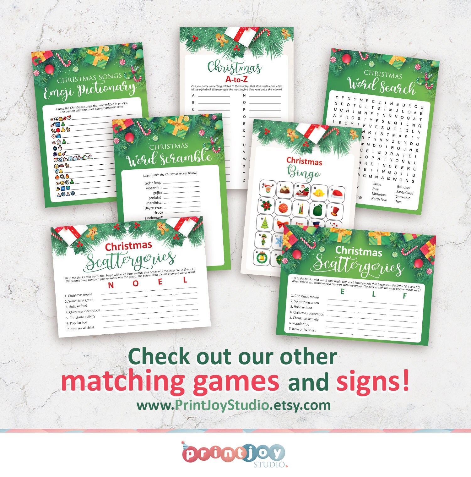 Printable Christmas Scattergories bundle Christmas games | Etsy
