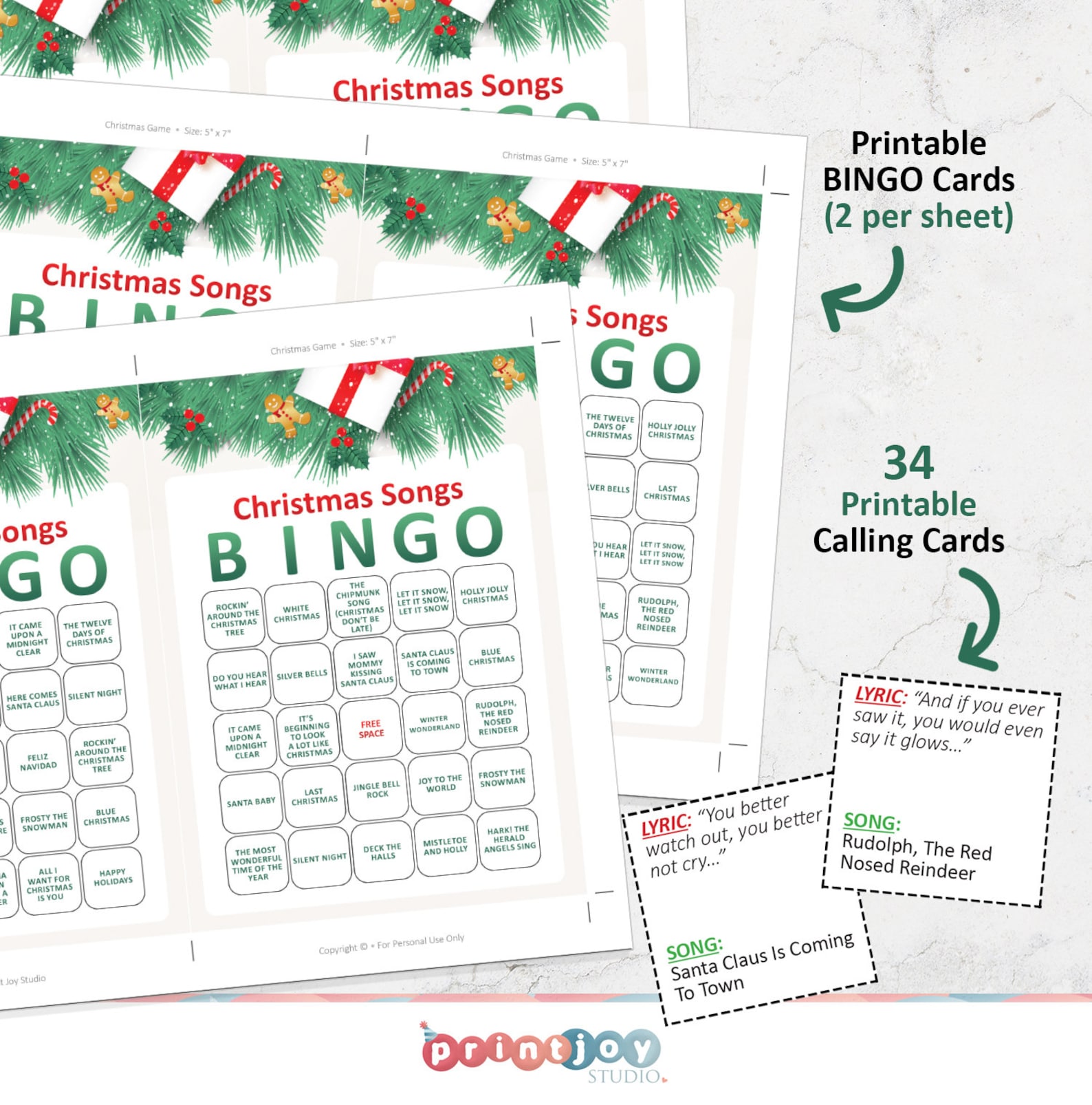 Christmas Song Bingo, PDF Christmas Bingo, Christmas Music Bingo ...