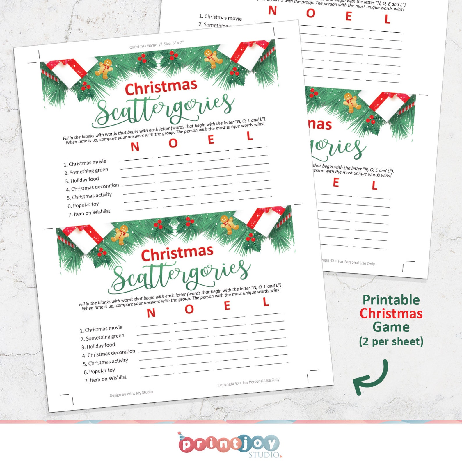 Printable Christmas Scattergories Game, Holiday Party, Christmas Party ...