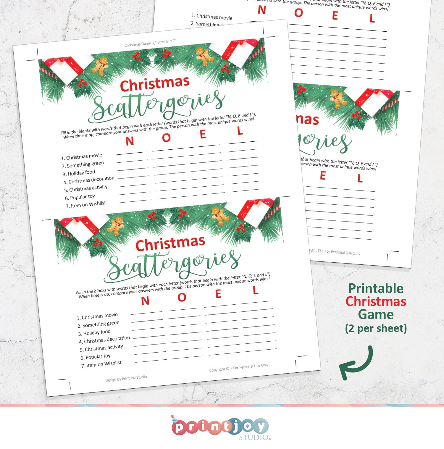 Printable Christmas Scattergories Game Holiday Party - Etsy