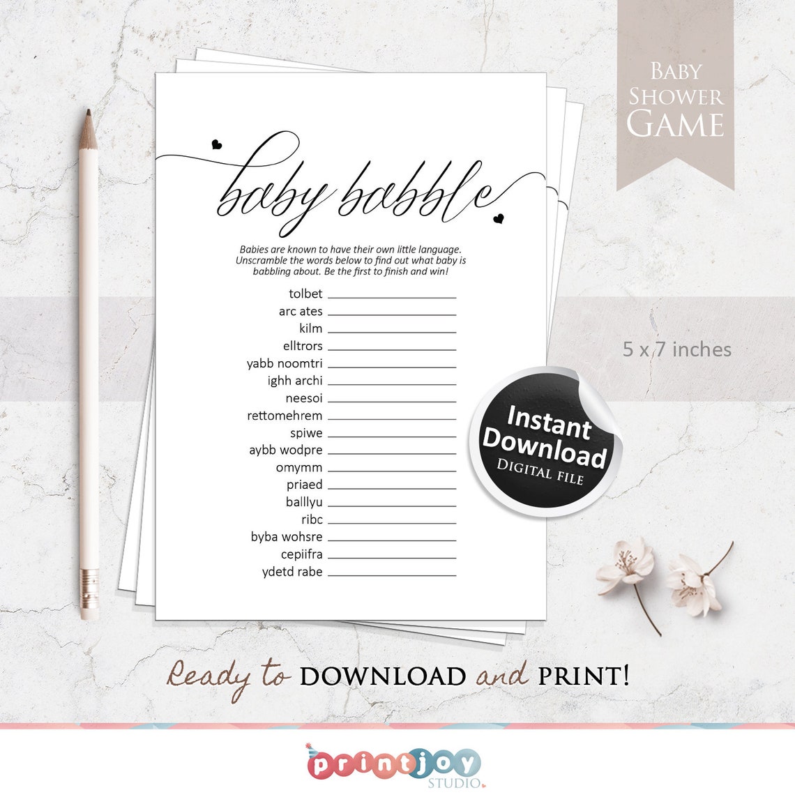 Baby Shower Games | Printable Baby Word Scramble | Baby Babble Game ...