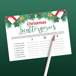 Printable Christmas Scattergories Game, Holiday Party, Christmas Party ...