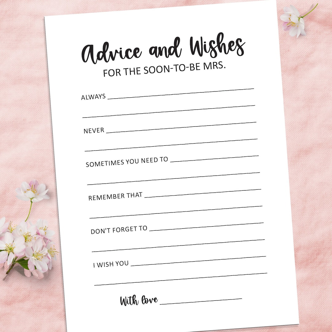 Bridal Shower Advice for the Bride and Groom Wishes for the Bride ...