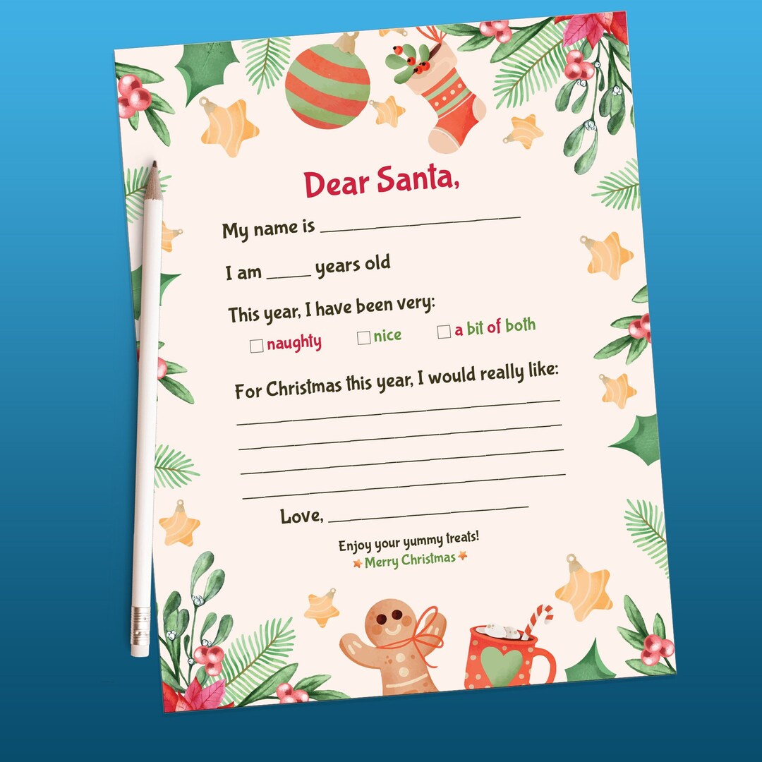 Letters to Santa, Santa Letter, Christmas Wish List Printable, Letter ...