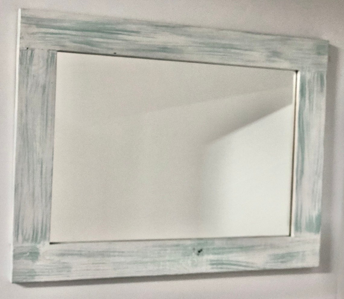 Beach Coastal Rustic Reclaimed Wood Wall Mirror | Etsy