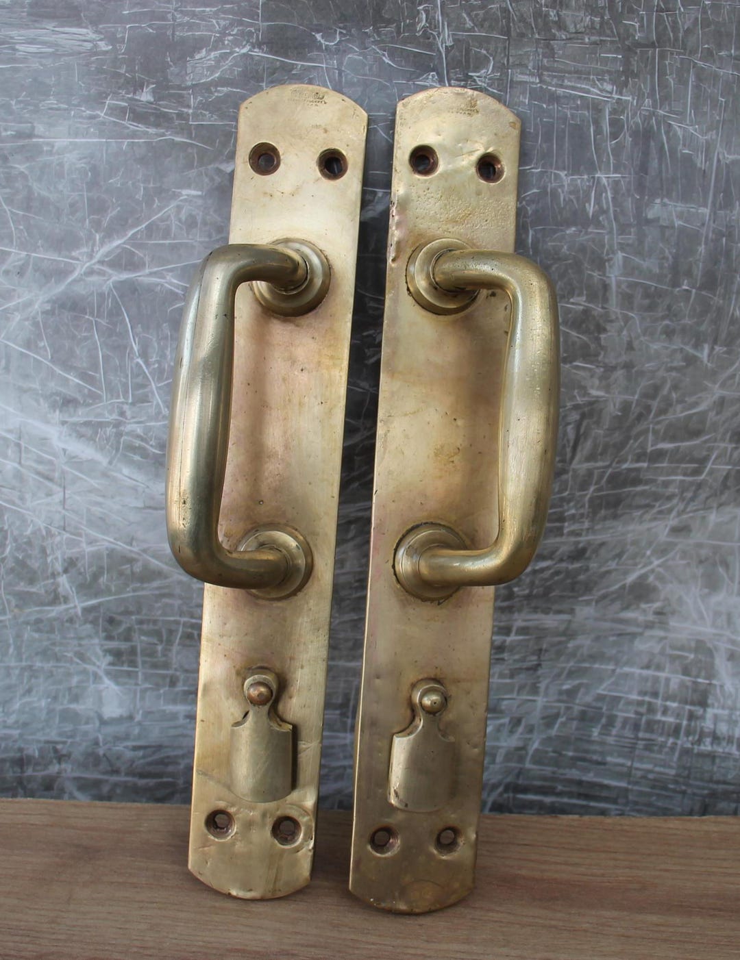 Set 2 Brass Antique Large Door Pulls, Vintage Gold Front Door Handle ...