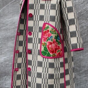 Wool Blanket Jacket, Blanket Coat With Flowers, Long Coat Oversized ...