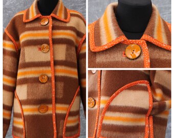 Wool Blanket Jacket, Blanket Coat With Flowers, Long Coat Oversized ...