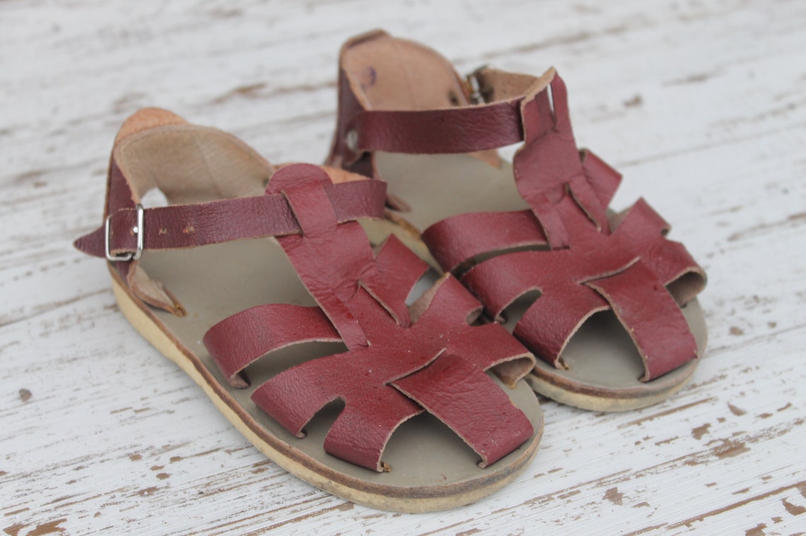 Vintage Leather Sandals Soviet Babies Shoes Kids Brown - Etsy