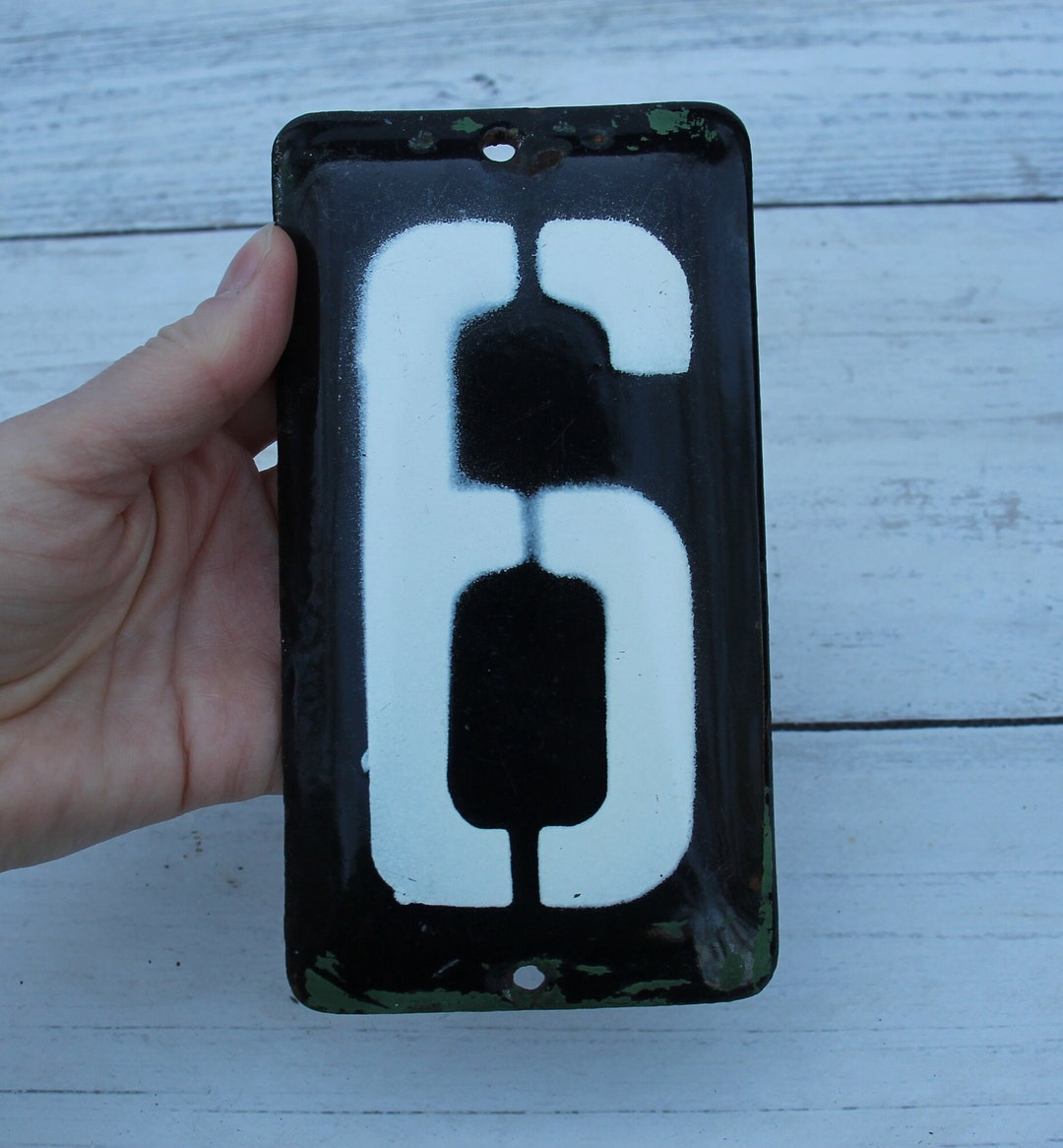 Vintage House Numbers 6, Black House Number Plaque, House Number Sign ...