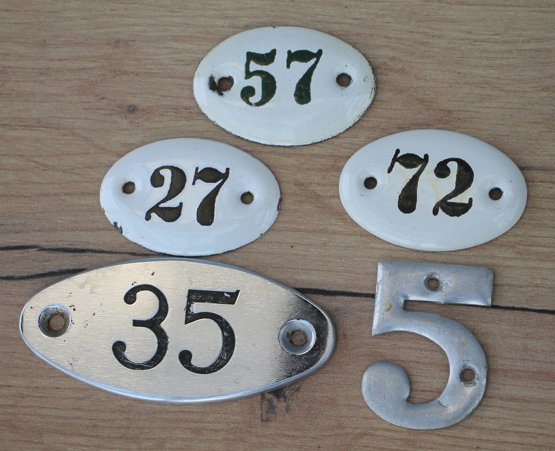 House Numbers Small, Metal Number USSR, Vintage Sign Number 5 27 35 57 ...
