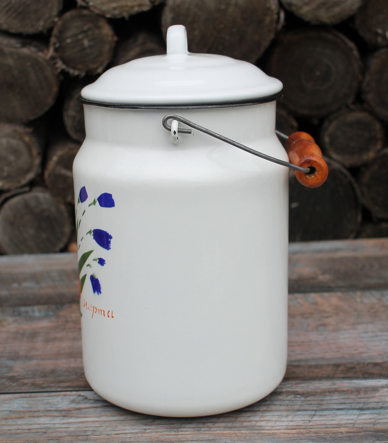 New Enamel pitcher metal milk can vintage enamelware | Etsy