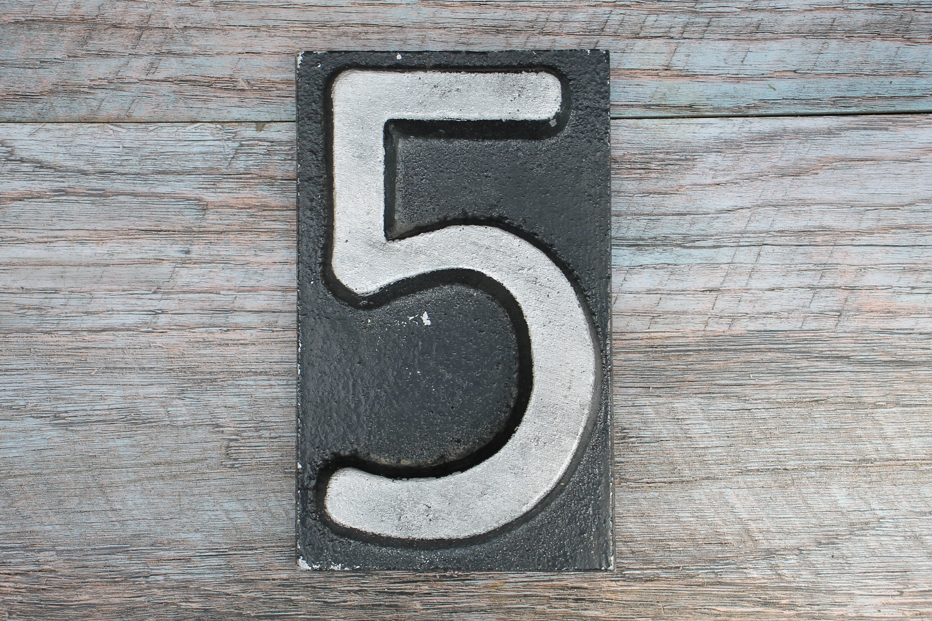 Vintage House numbers 5 black house number plaque house | Etsy