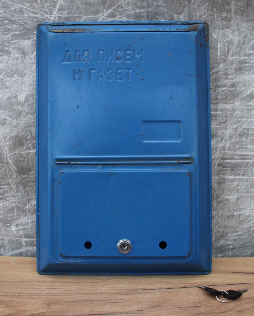 Wall Mount Mailbox, Briefkasten Vintage, Blue Antique Mail Box, Retro ...