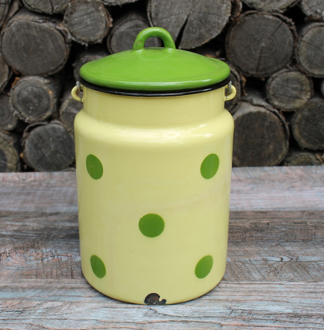 Vintage Yellow-green Enamelwaremilk Jug Antique Milk Can for - Etsy