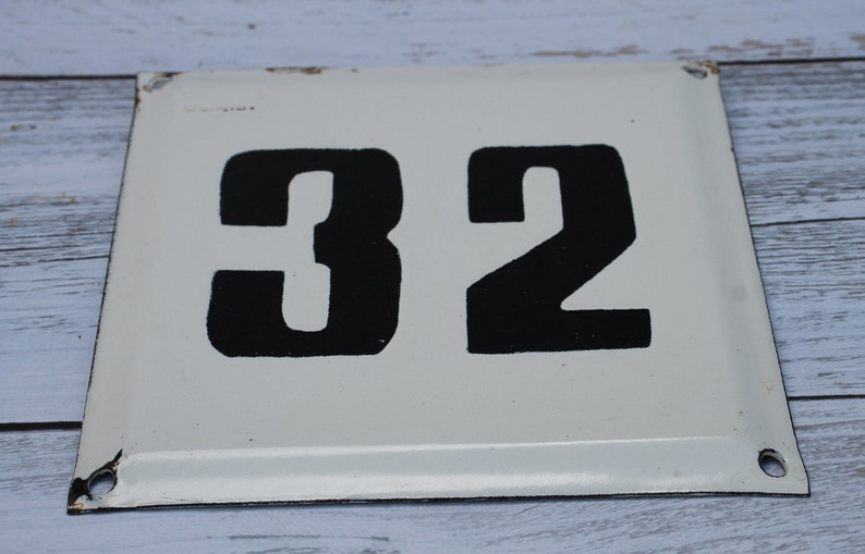 32 Vintage House Numbers White Number Plaque Enameled - Etsy