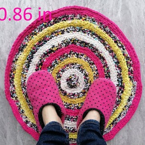 Small Rag Rug,farmhouse Rustic Rug,pink Vintage Rag Rug,kitchen Round ...
