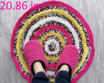 Made to Order Round or Oval Rag Rug Amish Knotted Accent Rug - Etsy