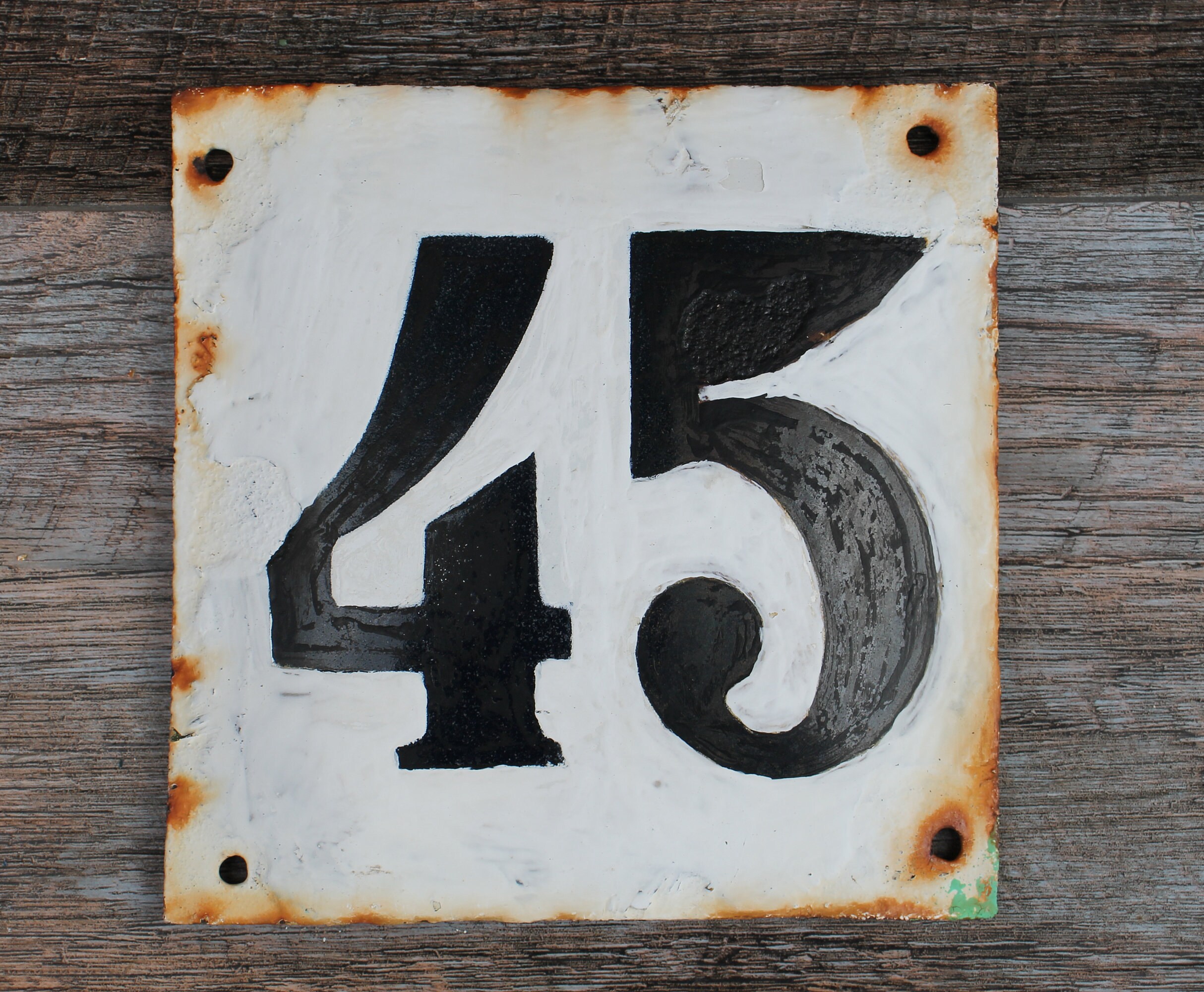 Vintage House Numbers 45 White House Number Plaque House | Etsy