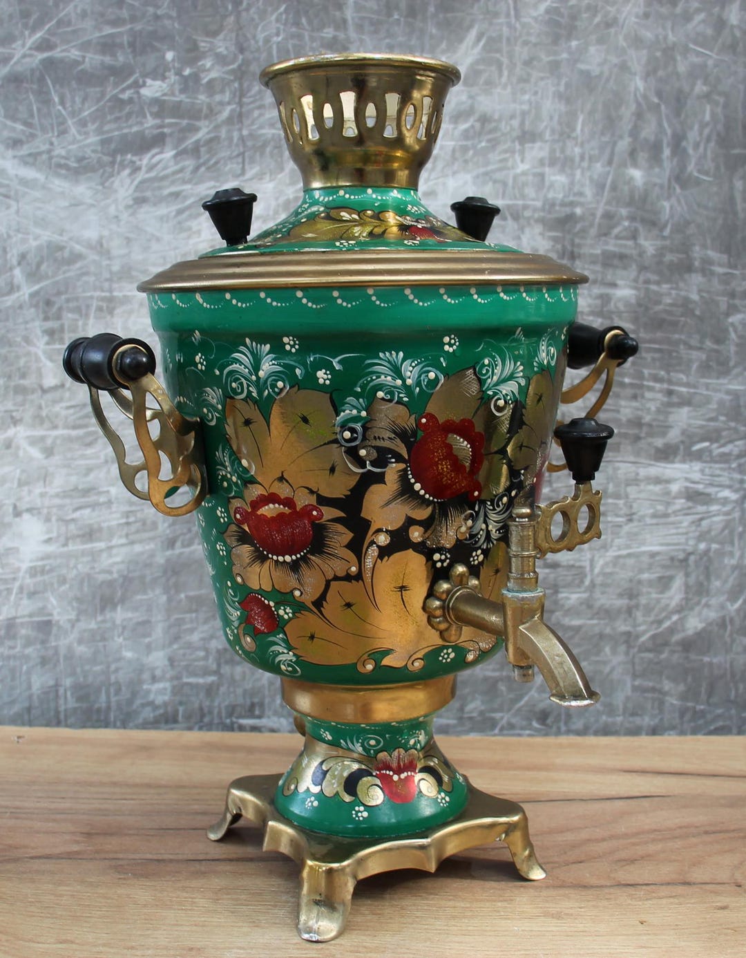 Working Russian Samovar,samovar Electric,green Gold Samovar for Gift ...