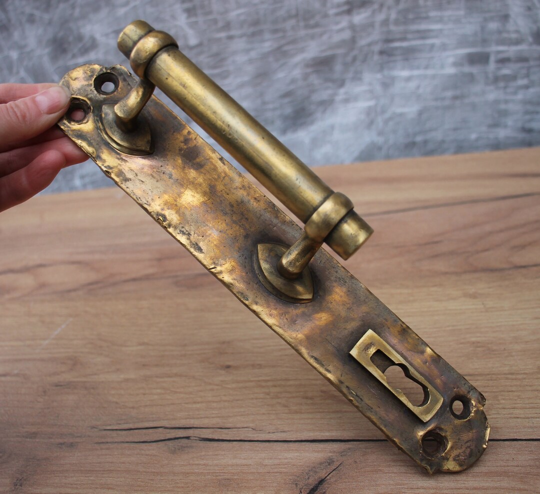 Brass Antique Large Door Handle 1900s, Vintage Bronze Front Door Handle ...