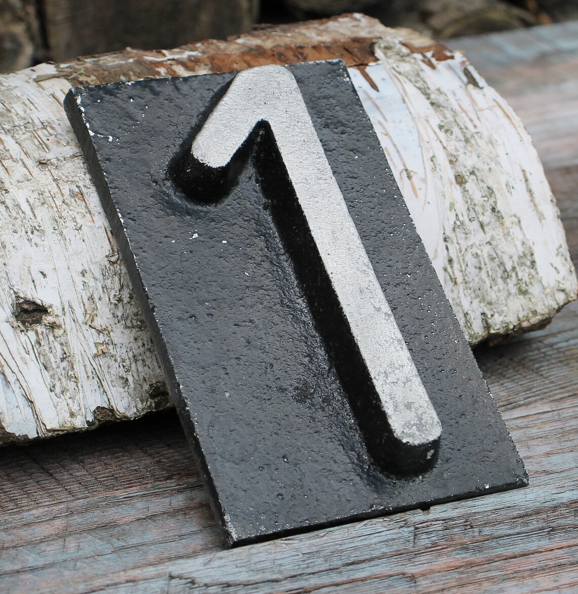 Vintage House Numbers 1 Black House Number Plaque House - Etsy