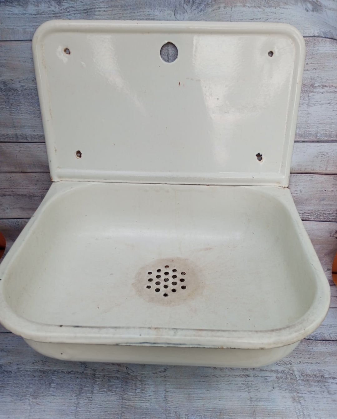 Bathroom Sink, Vintage Enamel Kitchen Sink, Farmhouse Metal Sink ...