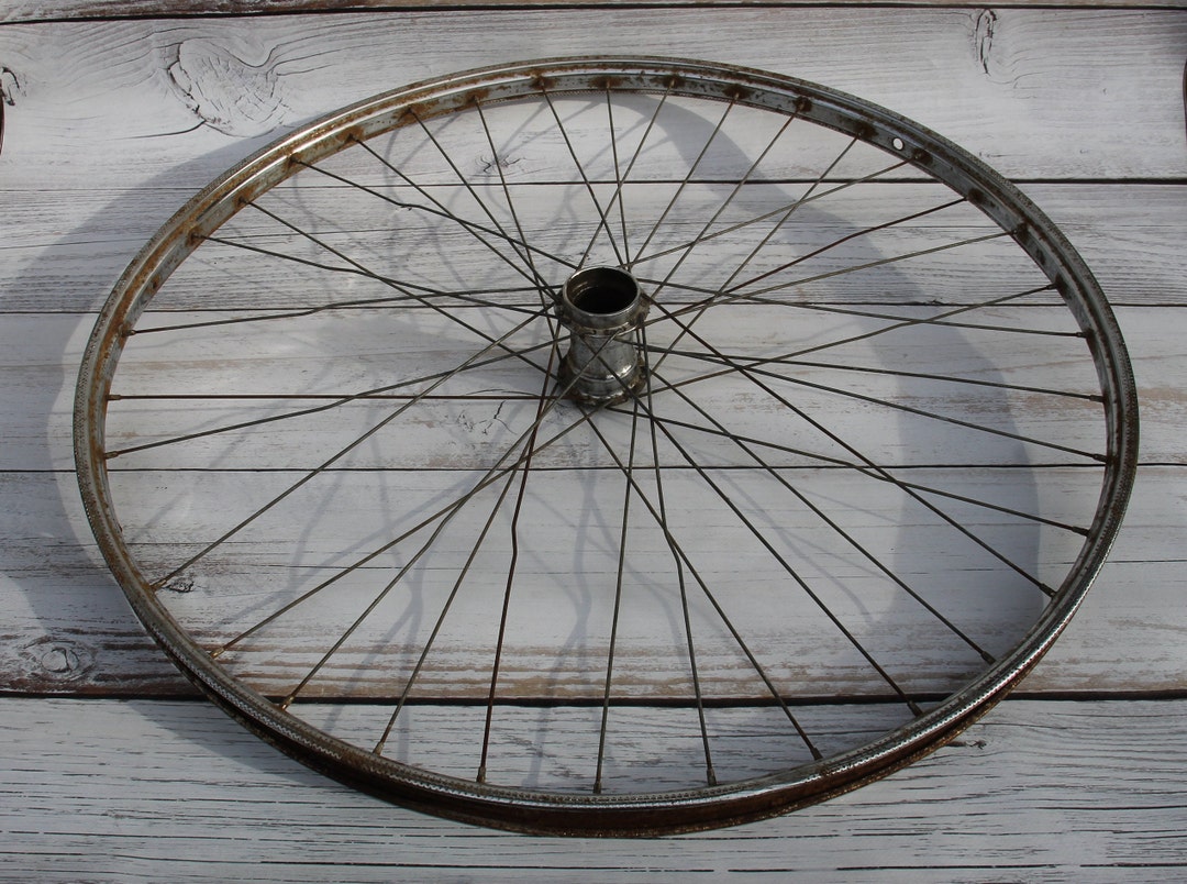 25 in Bicycle Wheel, Vintage Bike Wheel for Wall Hanging Industrial ...