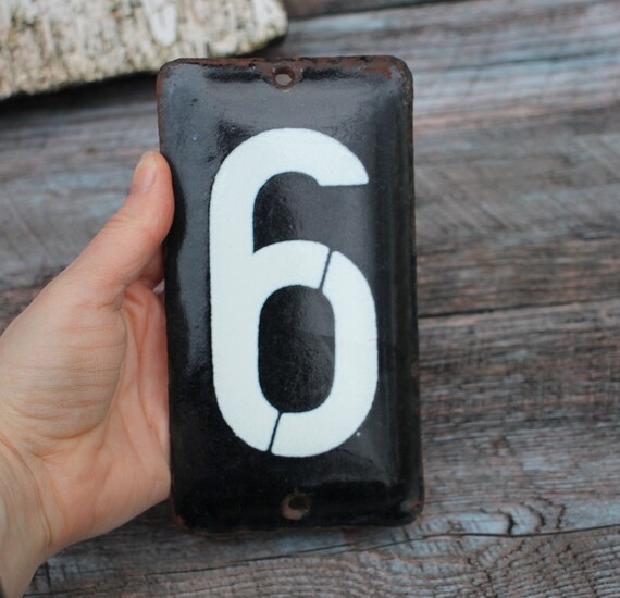 Vintage House Numbers 6 Black House Number Plaque House | Etsy