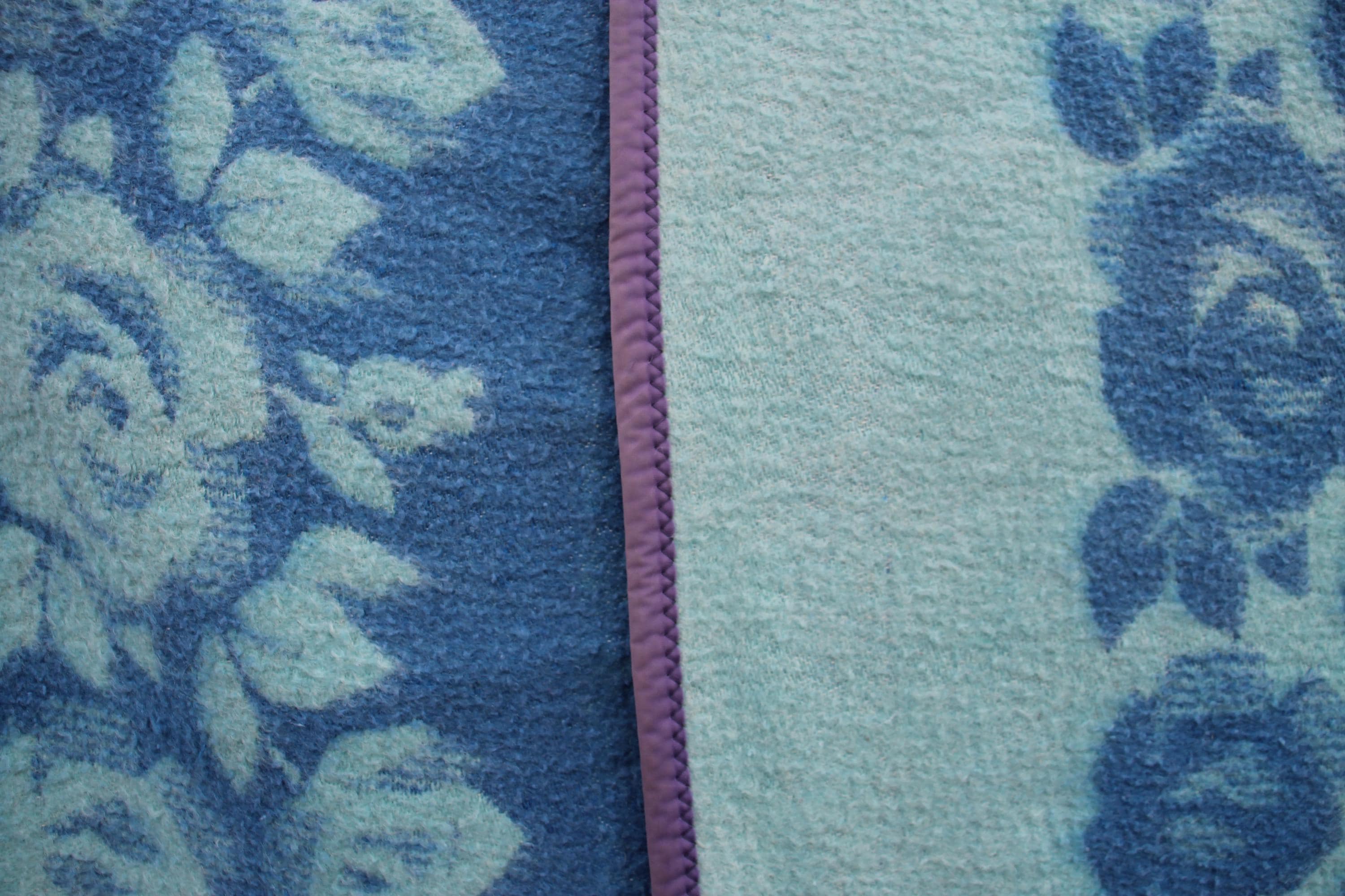 Wool Blanket, Vintage Soviet Heavy Blue Blanket, Retro Russian Woolen ...