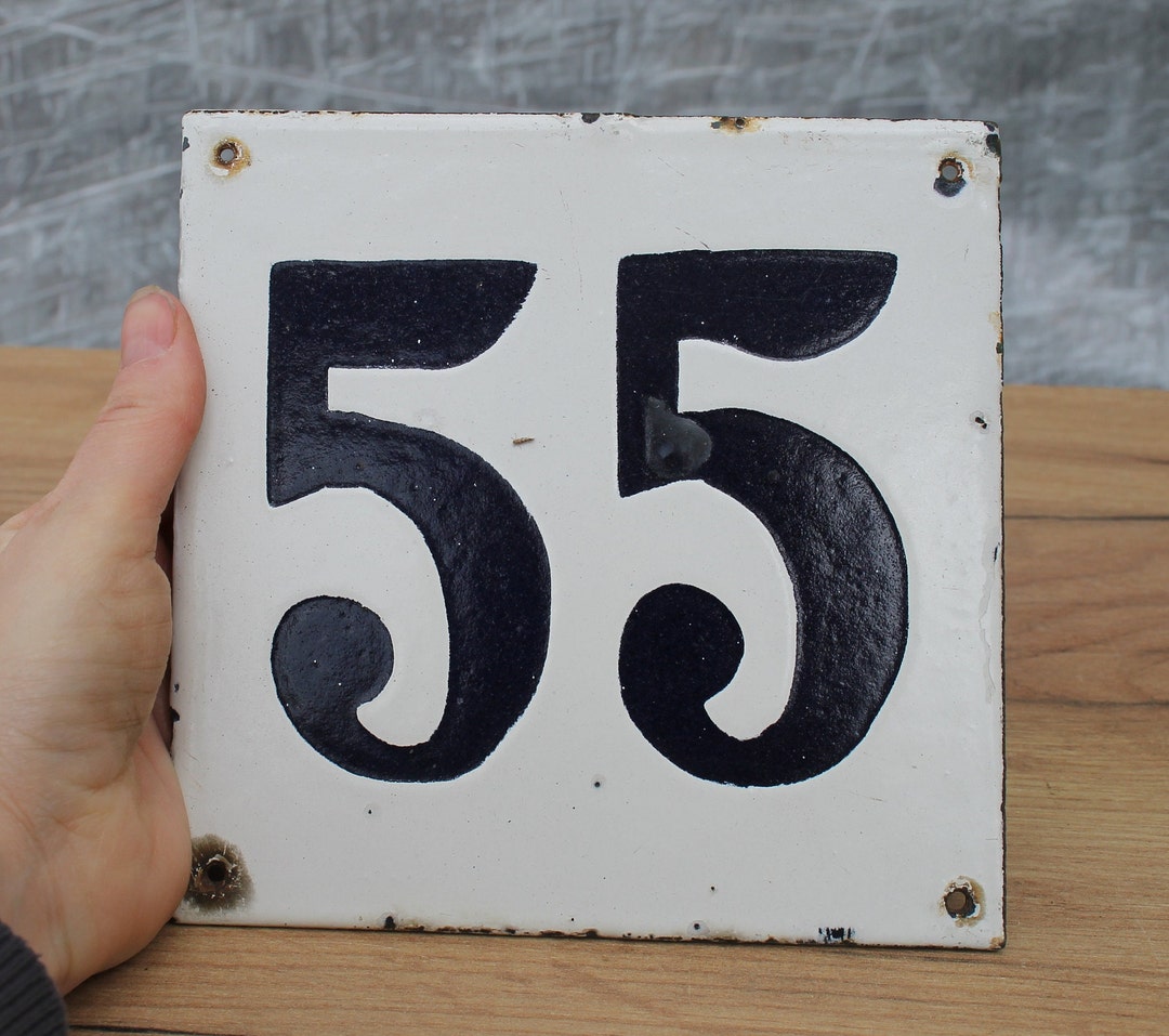 Vintage House Numbers 55, Black House Number Plaque, House Number Sign ...
