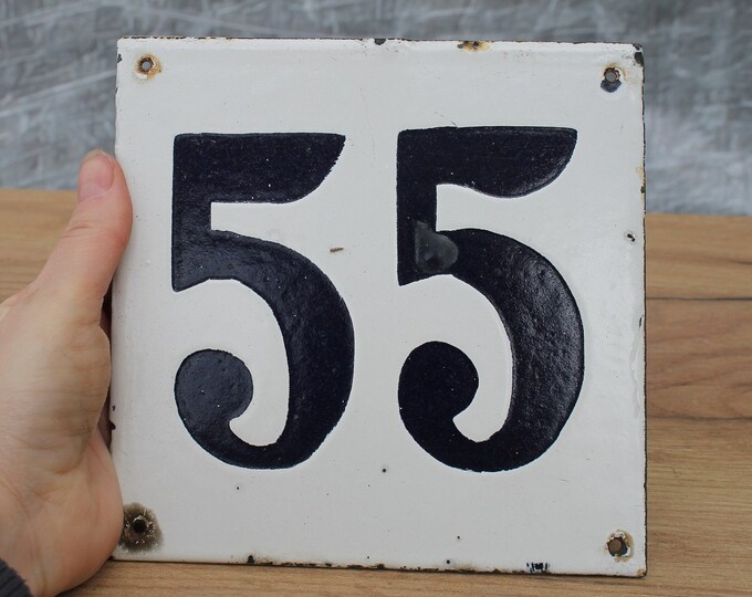 Vintage House Numbers 55, Black House Number Plaque, House Number Sign ...