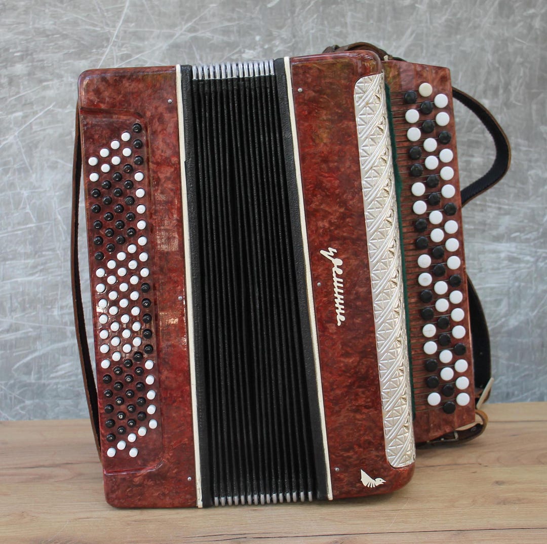 Accordion Instrument, Bayan Creminne, Harmonic,antique Red Button ...